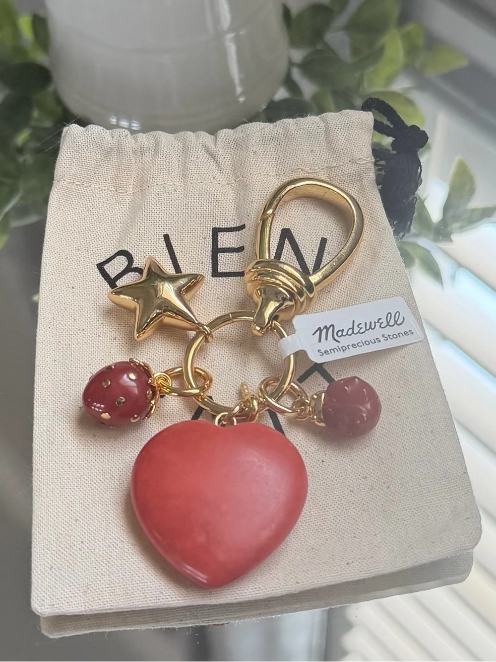 Madewell | Accessories | Madewell Semiprecious Stone Heart Bag Charm ...